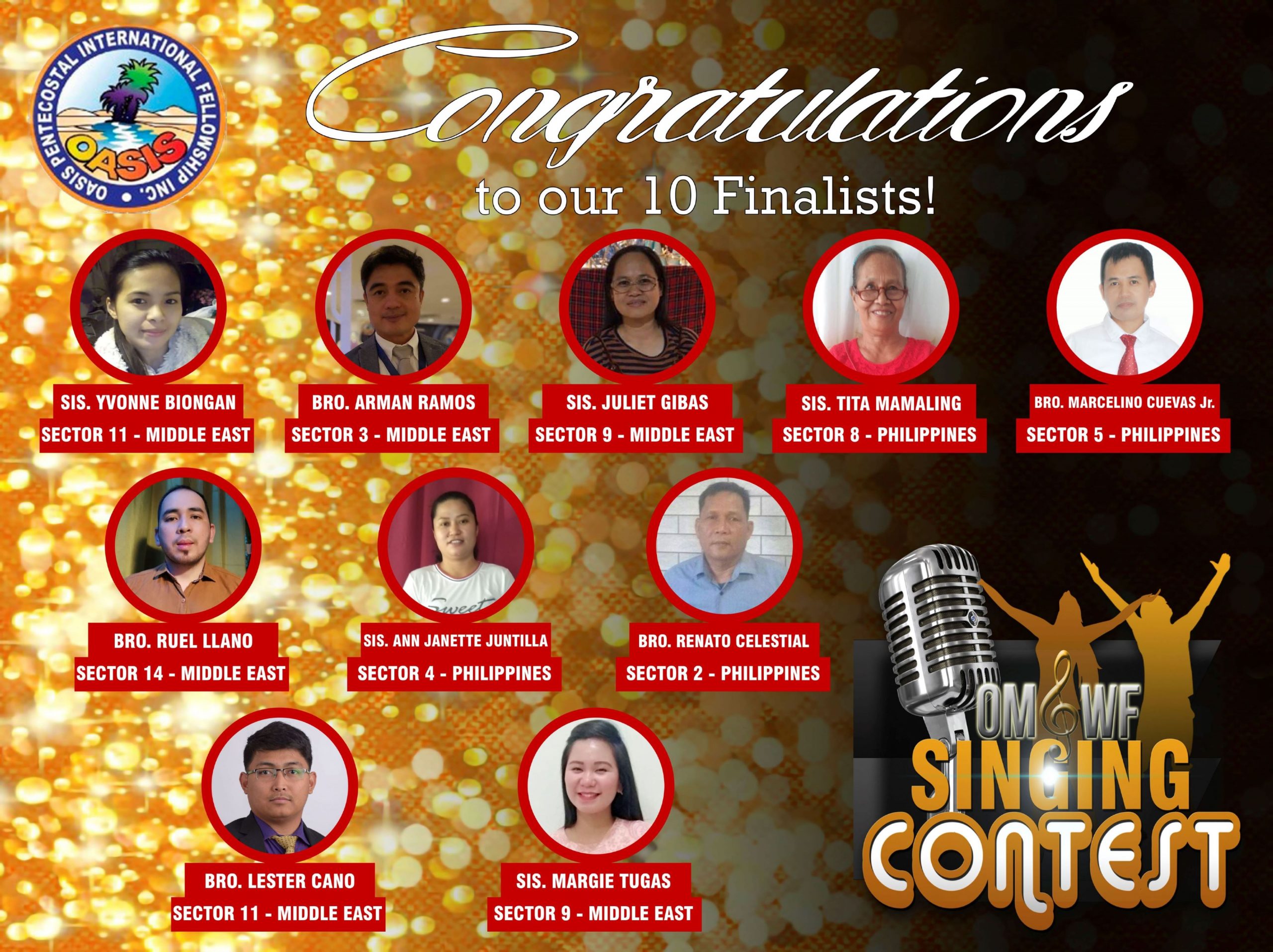 10 Finalists advance to the OMWF Singing Contest Monthly Elimination ...